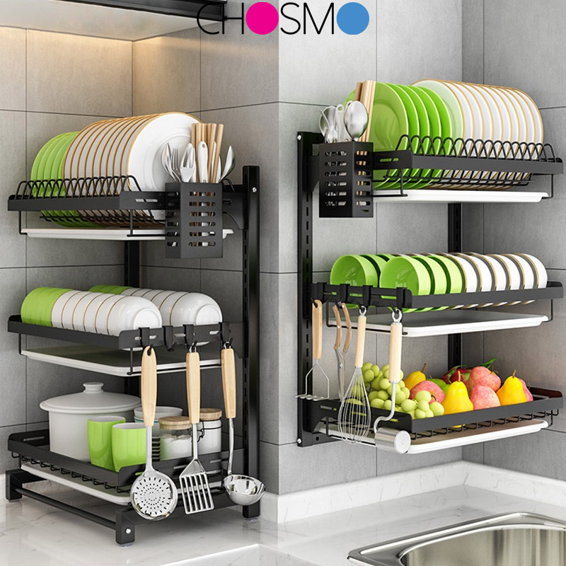 Wall Mounted Dish Rack Dish Drainer Rack Stainless Steel Kitchen Rack ...