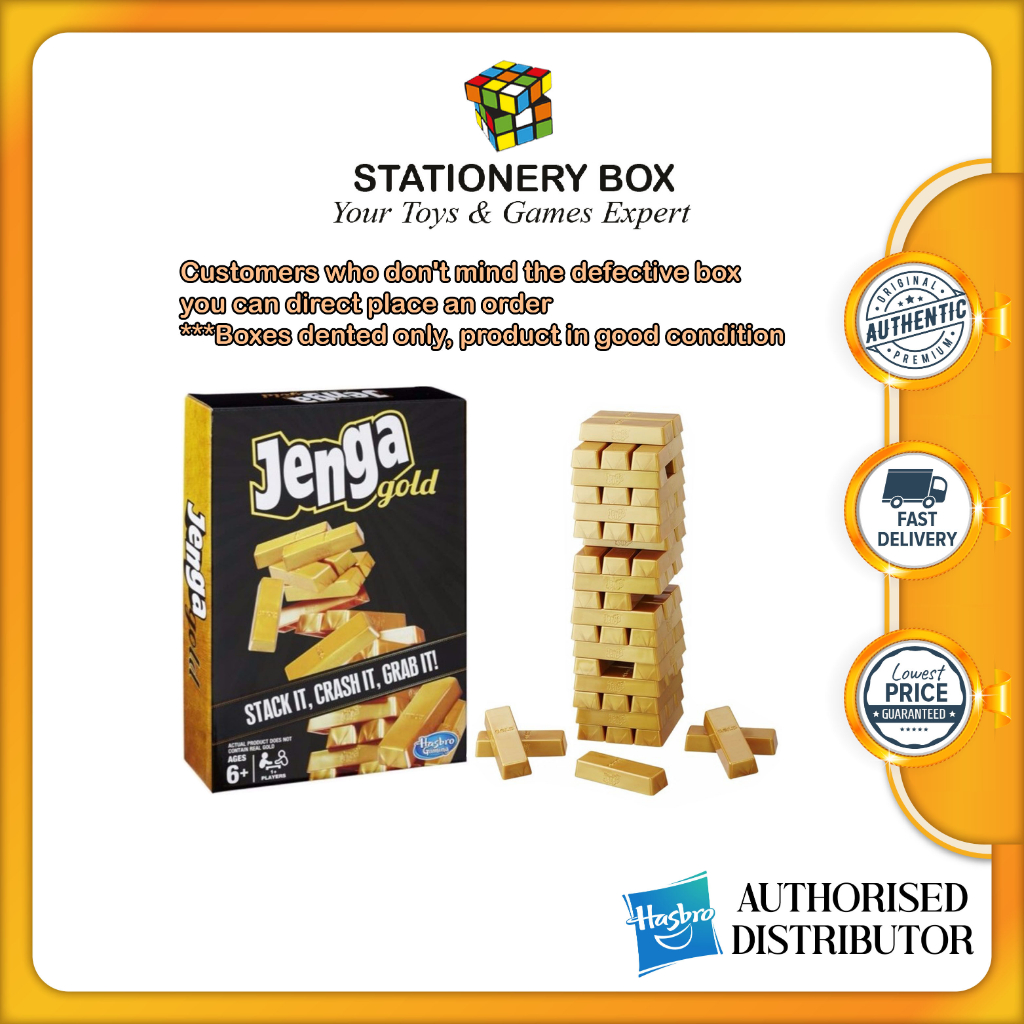 - Hasbro Jenga Gold, Gold Blocks Stacking Tumbling Tower Game, for ...