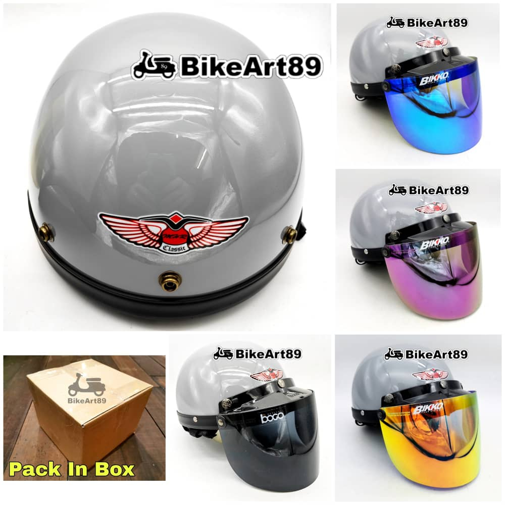 MHR Modern Grey Nano III Half Cut Separuh Helmet EX5 MT15 Y15ZR Y16ZR ...