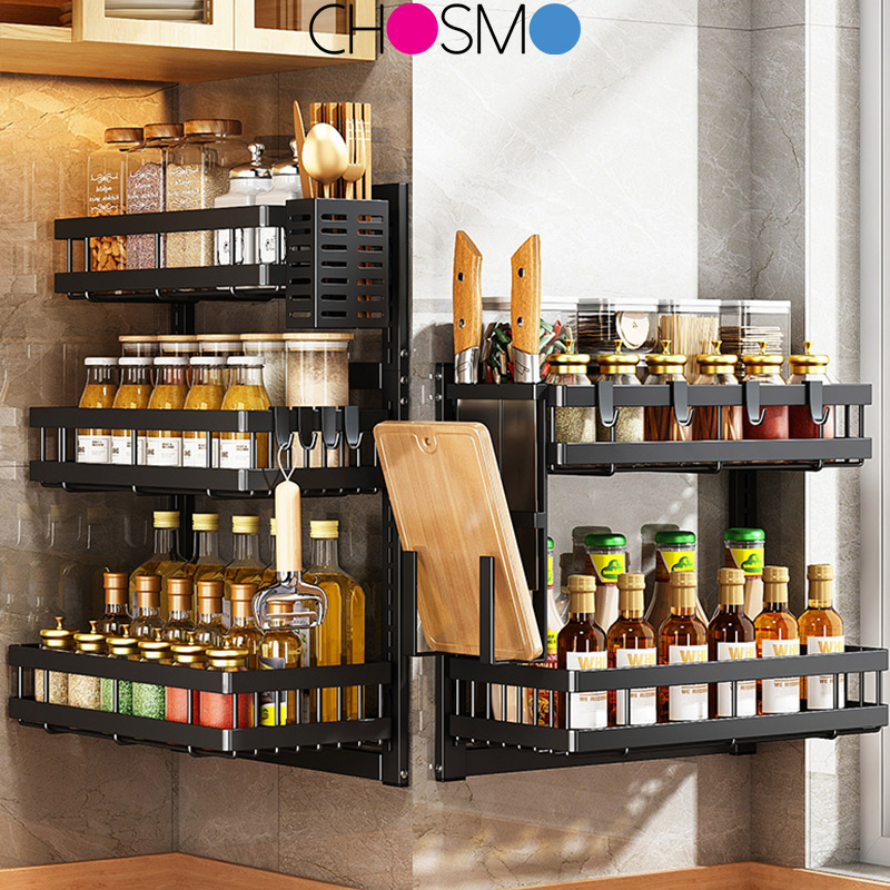 Kitchen Spice Rack Stainless Steel Rak Rempah Hanging Storage Rak Dapur ...