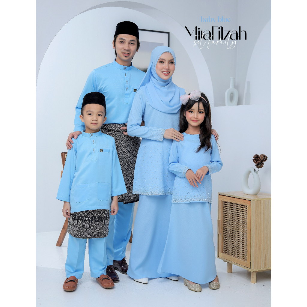 BAJU RAYA MODEN SET FAMILY MIRA FILZAH EXCLUSIVE (BABY BLUE) | Shopee ...