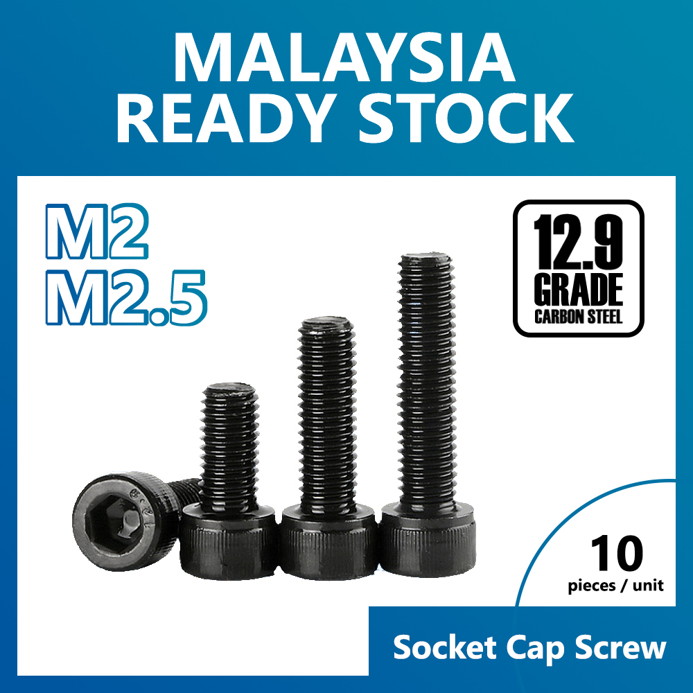 M2 M2.5 Socket Cap Head Screws 12.9 Grade High Tensile Black Carbon ...