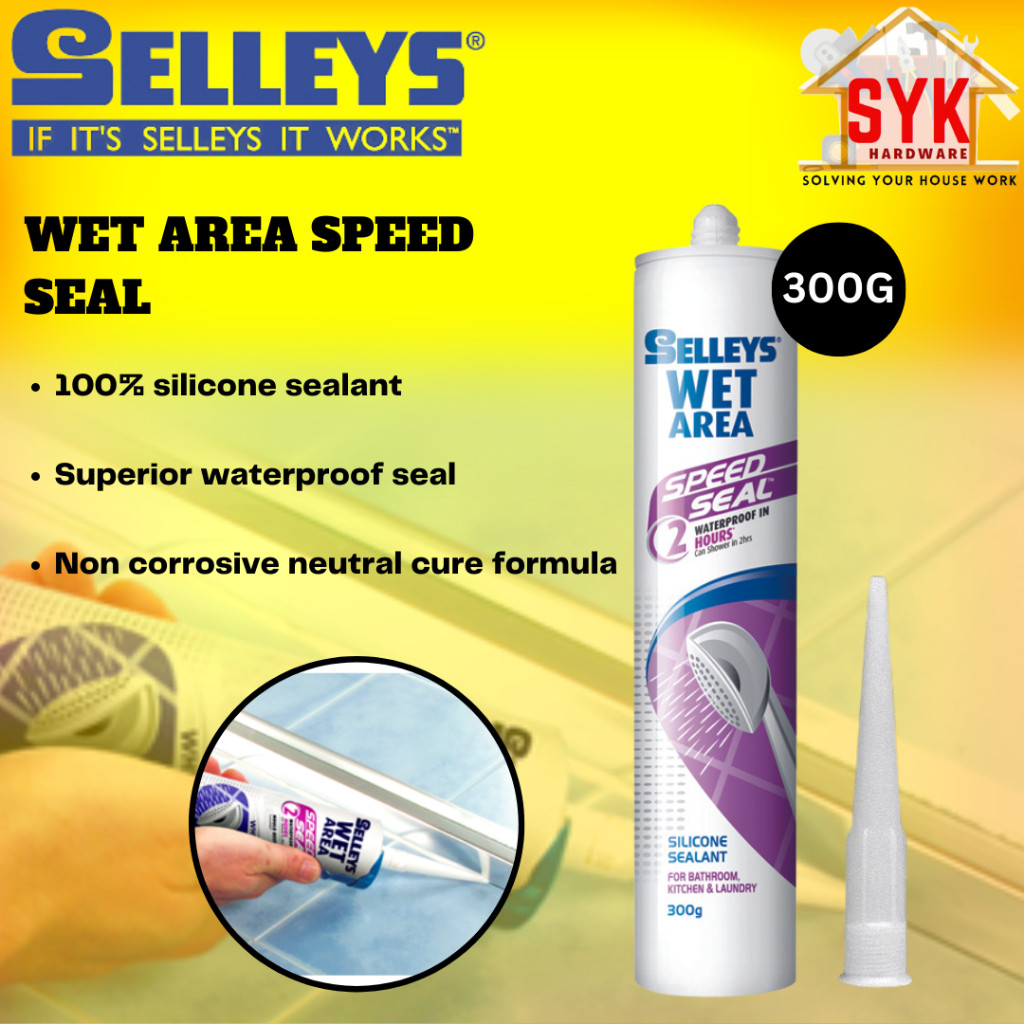 SYK Selleys Wet Area Speed Seal Clear Silicone Sealant Waterproof ...