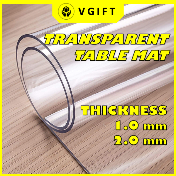 1.0mm / 2.0mm Thickness Transparent PVC Table Mat Clear Oilproof Easy ...