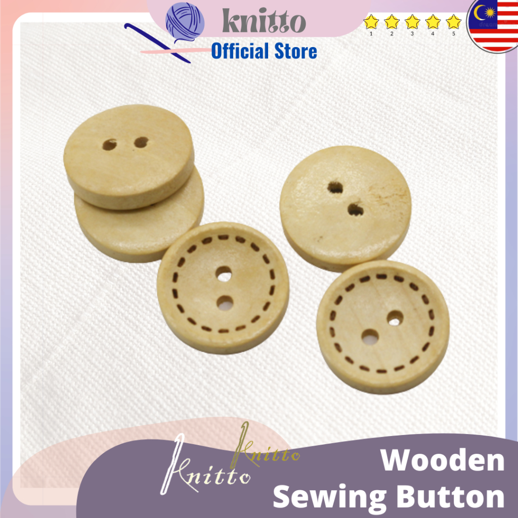 Wooden Sewing Button Clothes Button Crochet Accessories Butang Jahit ...