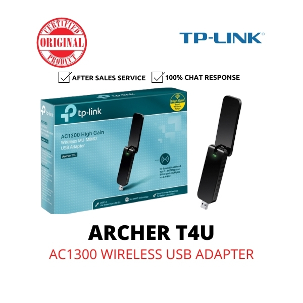TP-Link Archer T4U AC1300 USB 3.0 MU-MIMO Wi-Fi Adapter (2.4Ghz+5Ghz ...