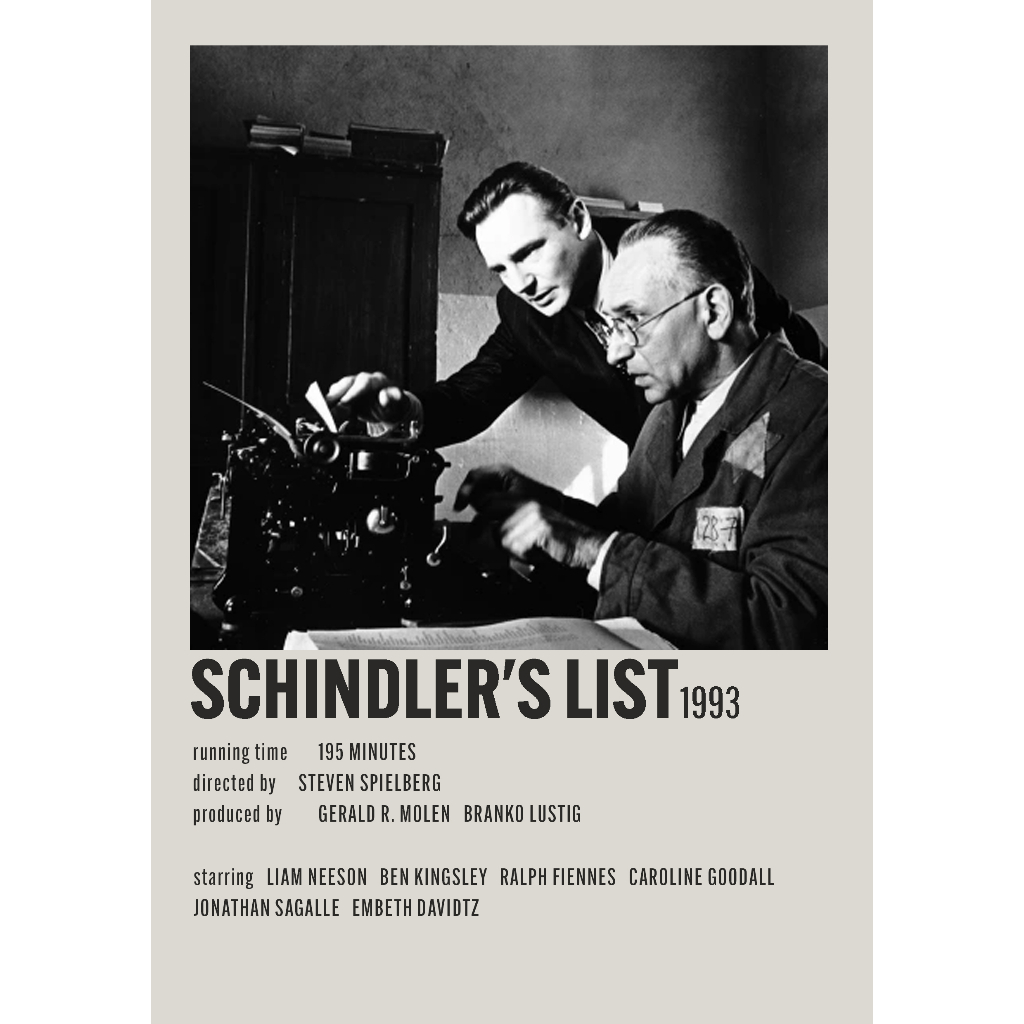 Poster Movie SCHINDLER'S LIST for room/wall barber | Shopee Singapore