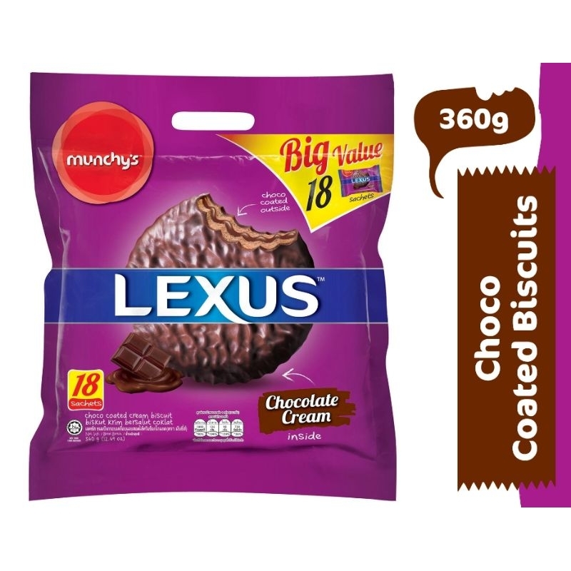[18 sachets] Munchy's Lexus Chocolate Coated Cream Sandwich Biscuits ...