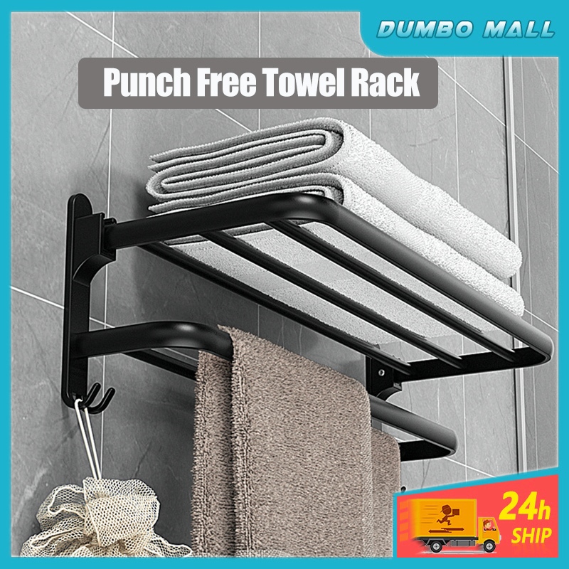 Bathroom Towel Rack Wall Shower Rack Premium Aluminum Towels Bar Toilet ...