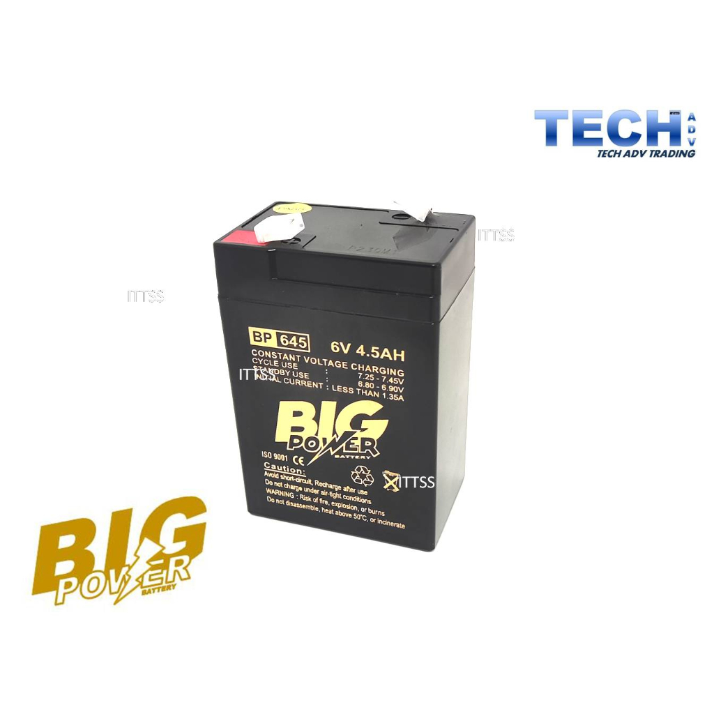 BIG POWER Battery 6V 4.5AH Sealed Lead Acid VRLA Battery for toys car ...