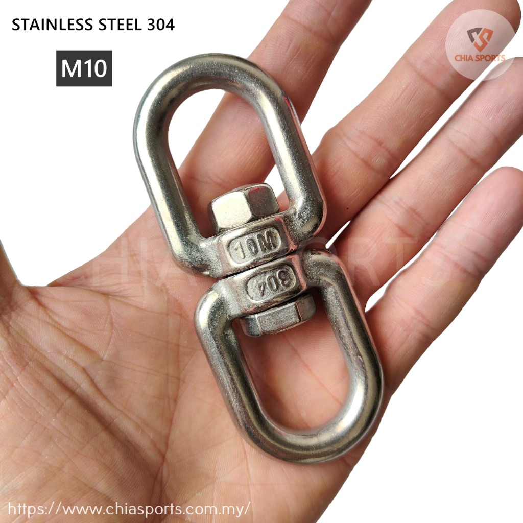 Stainless Steel 304 Double Swivel Eye Hook M10 Shackle Chain Rigging ...