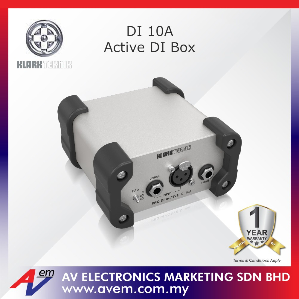 KLARK TEKNIK DI 10A Active DI Box with Midas Transformer, Extended ...