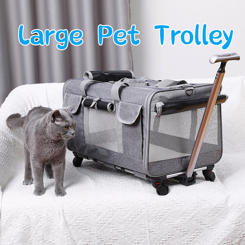 Extra large Pet Trolley Case Cat Carrier Travel Portable Detachable ...