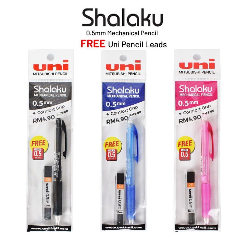 UNI Shalaku Mechanical Pencil 0.5mm M5-100 Value Pack Set | Shopee ...