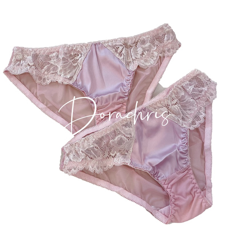 Renna Women Sexy Pink Satin Low Waist Lace Floral Panties Shopee