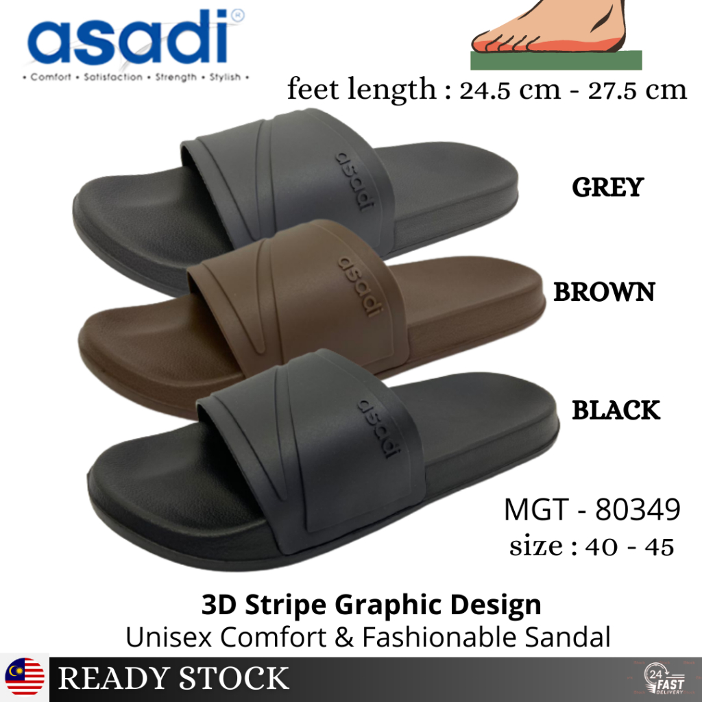 asadi unisex 3D stripe comfort washable sandal / slipper 80349 | Shopee ...