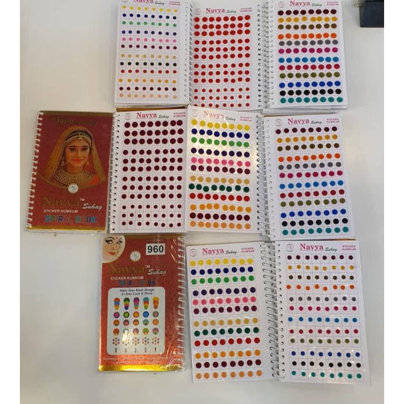 POTTU BINDI BOOK SWASTIK 960 KUMKUM SPIRAL RANGE ALL 960 PLAIN COLOURS ...