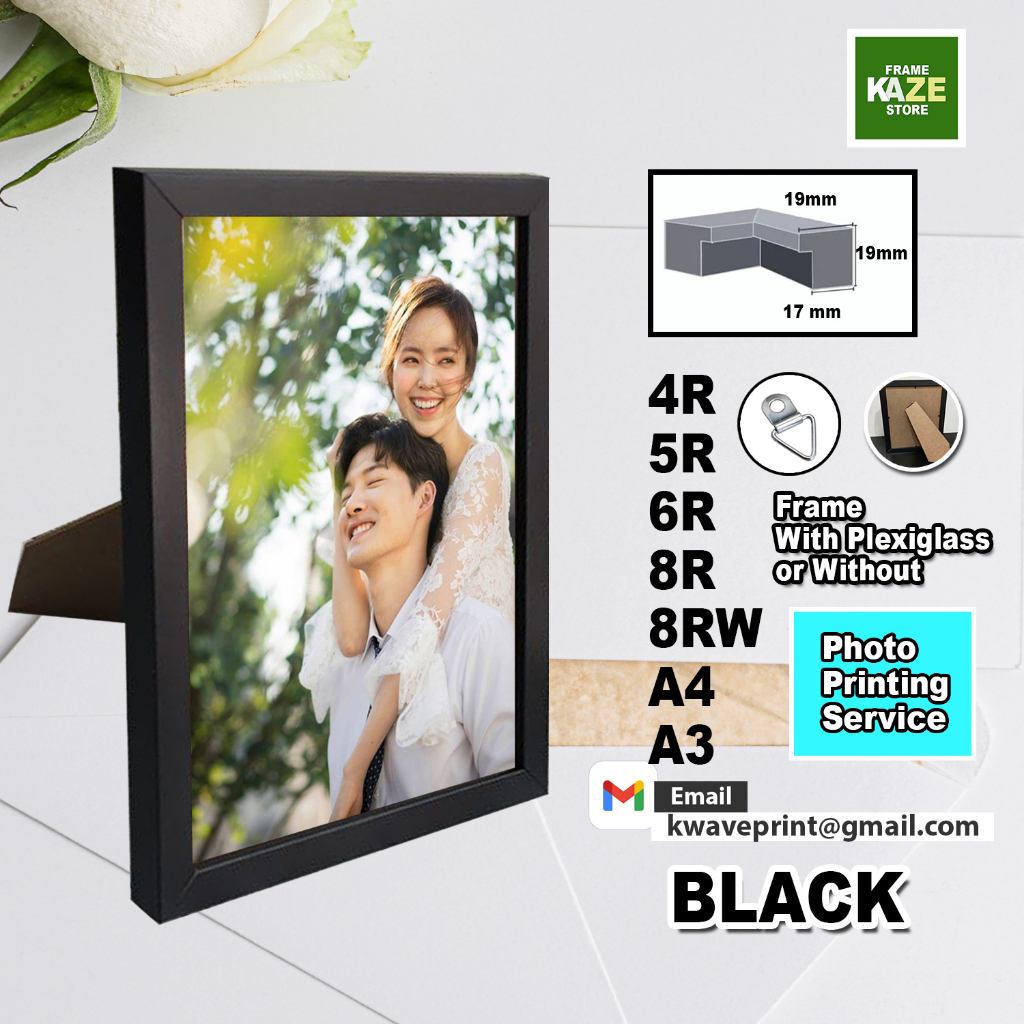 Photo Frame Wooden Black 4R 5R 6R 8R 8RW A4 A3 Photo Plexiglass Sheet Frame | Certificate Frame ...