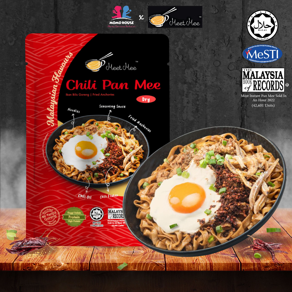 MEET MEE Halal Pan Mee Noodle Mi Segera Instant Noodle Mee Segera Chili ...