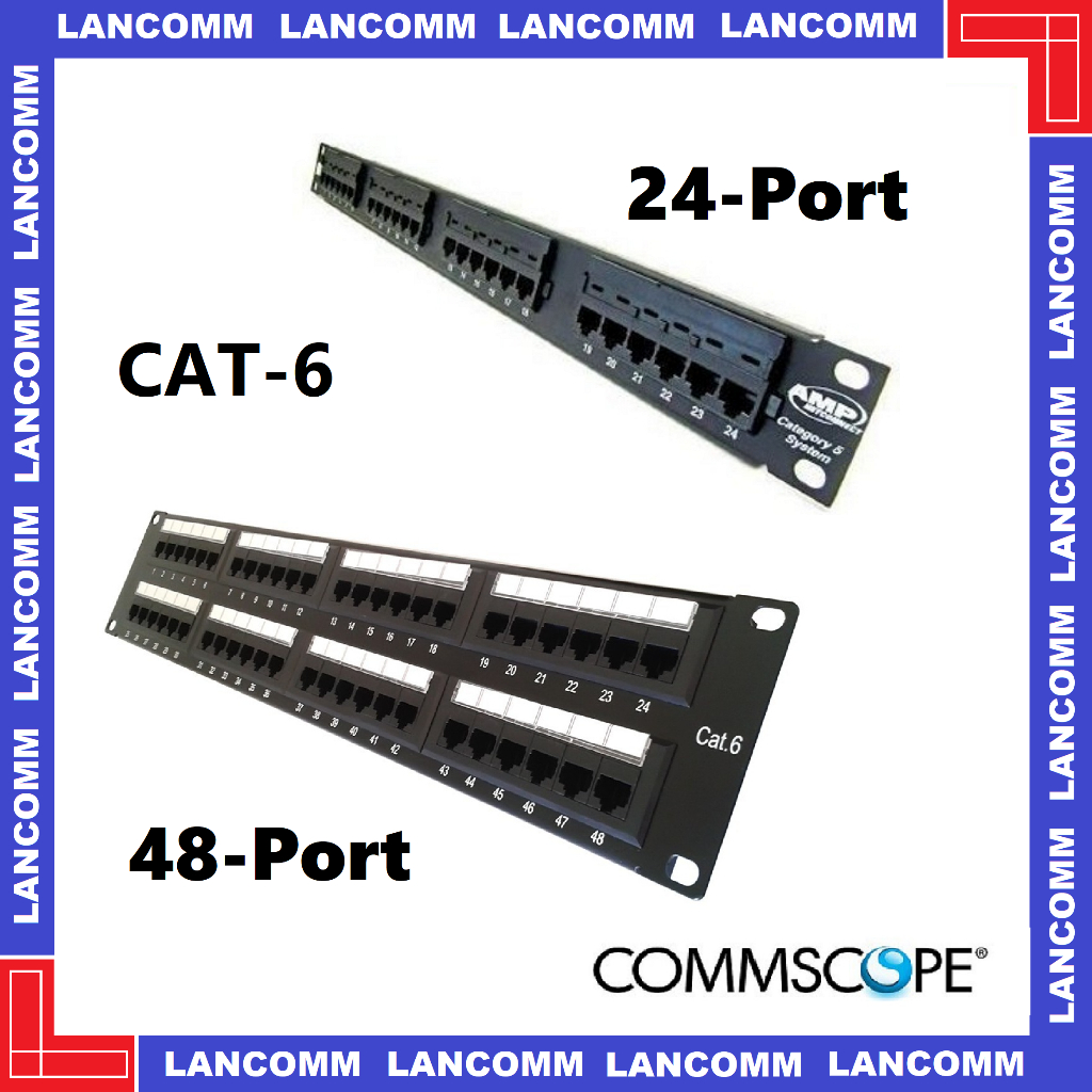 Commscope AMP CAT 6 Patch Panel 1U-24 Ports / 2U-48 Ports [Full Set ...