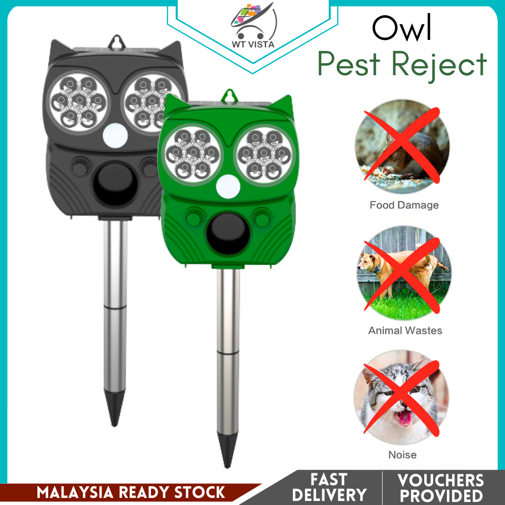 Owl Shaped Motion Sensor Solar Pest Reject Pest Repeller Dog Cat Mouse ...