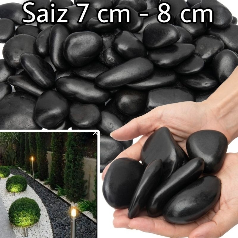 BIG stone/BIG black & white pebble stone polished black river stone for ...