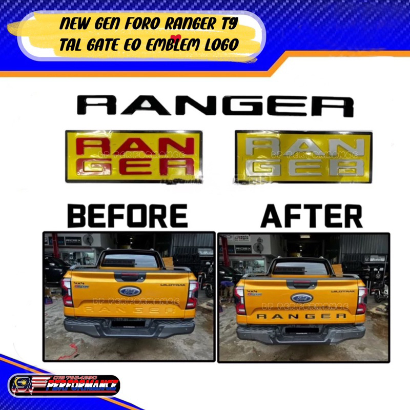 New GEN FORD RANGER T9 TAIL GATE 3D EMBLEM LOGO Rear Door LOGO NEW ...