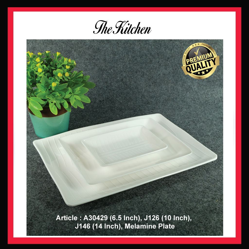 TheKitchen White Rectangular Melamine Corak Dinner Plates Pinggan ...