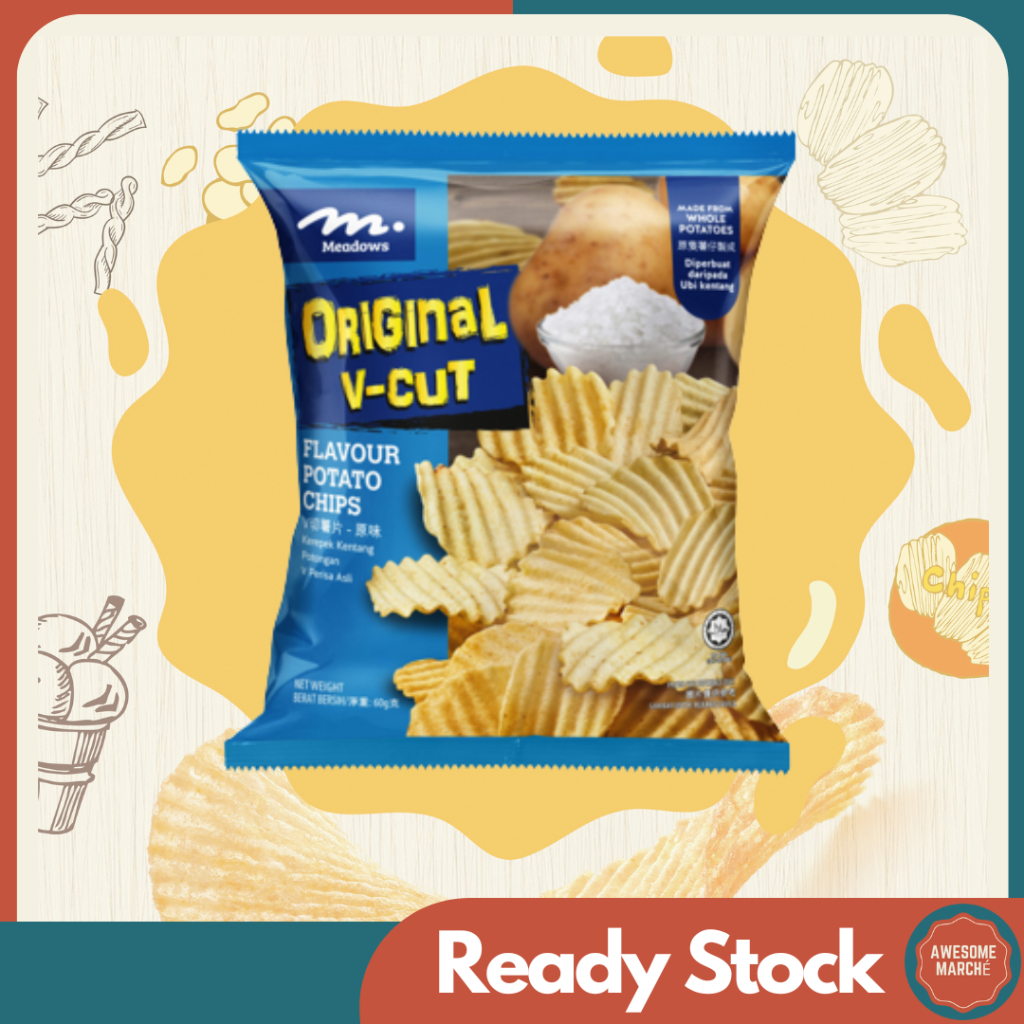NEW Meadows Potato Chips V Cut Kerepek Kentang Perisa Asal 美諾士波浪薯片味零食 ...