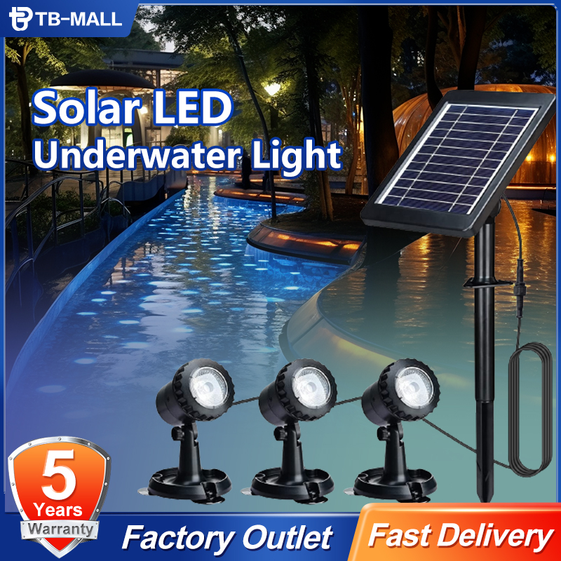 Solar Flood Light Lawn Underwater Waterproof Garden Pool Spotlight RGB ...