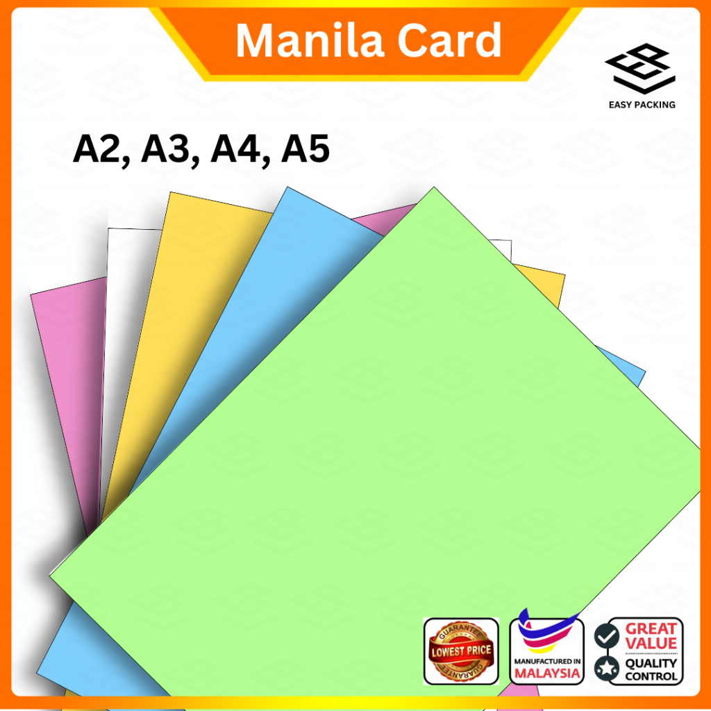 Manila Card 220Gsm A2/A3/A4/A5 Kad Manila Mix light Color Paper Card ...