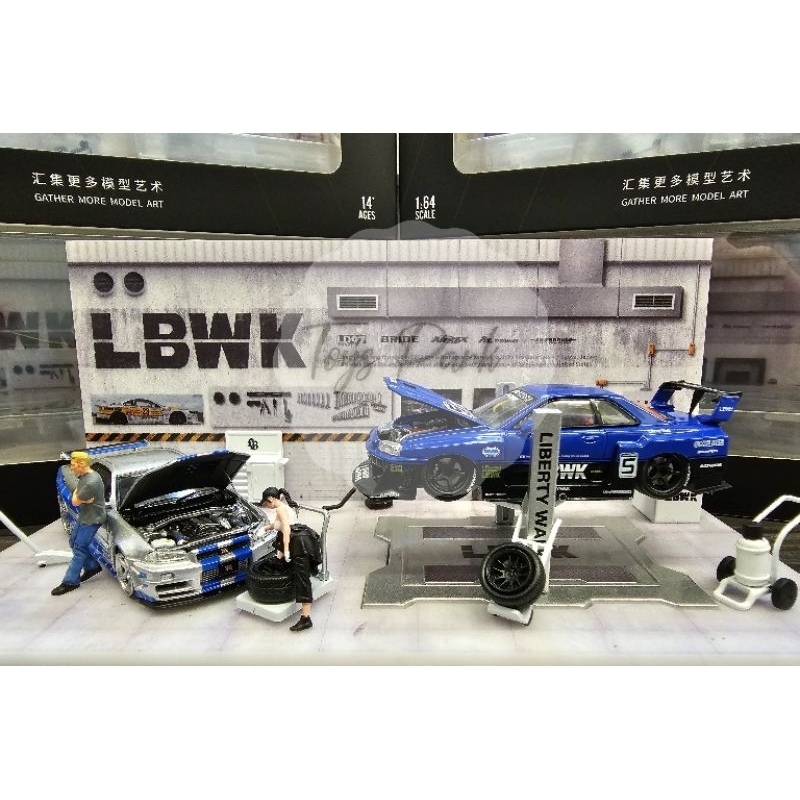 MOREART 1:64 Diorama Automobile Repair workshop-LBWK / RWB / SPOON /HKS ...