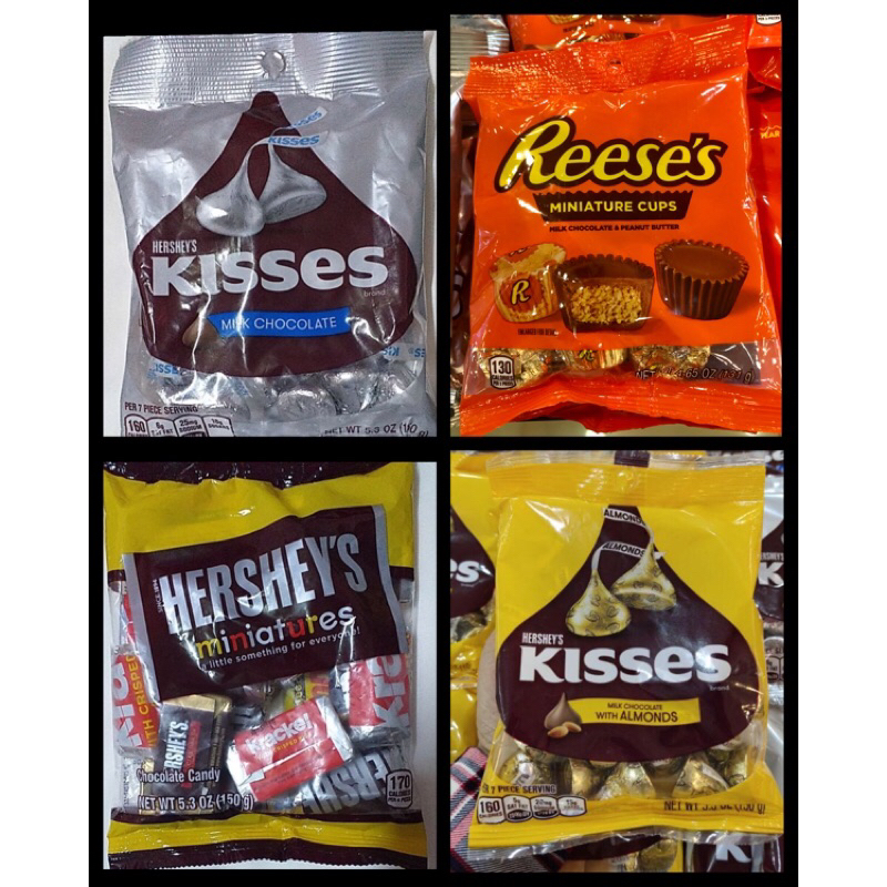 HERSHEY'S Kisses Milk Chocolate Almond / Milk Choco / Miniatures 136g ...