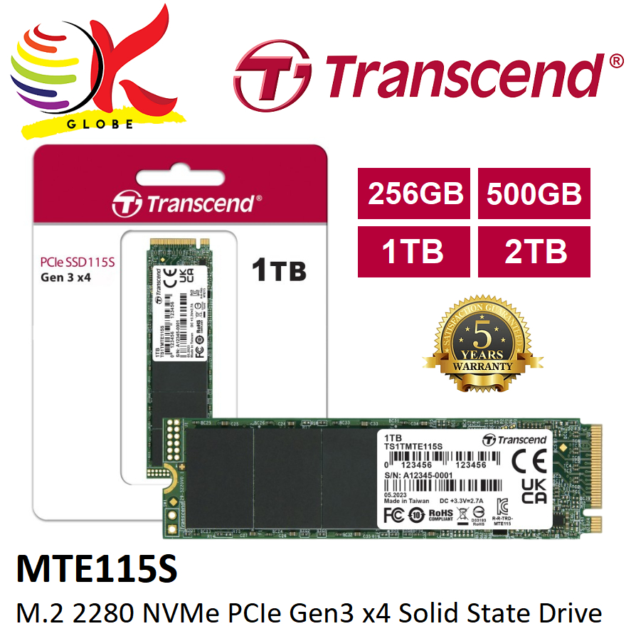 TRANSCEND MTE110S / MTE115S M.2 2280 SSD NVME PCI EXPRESS GEN 3 x4 INT SSD INTERNAL SOLID STATE ...