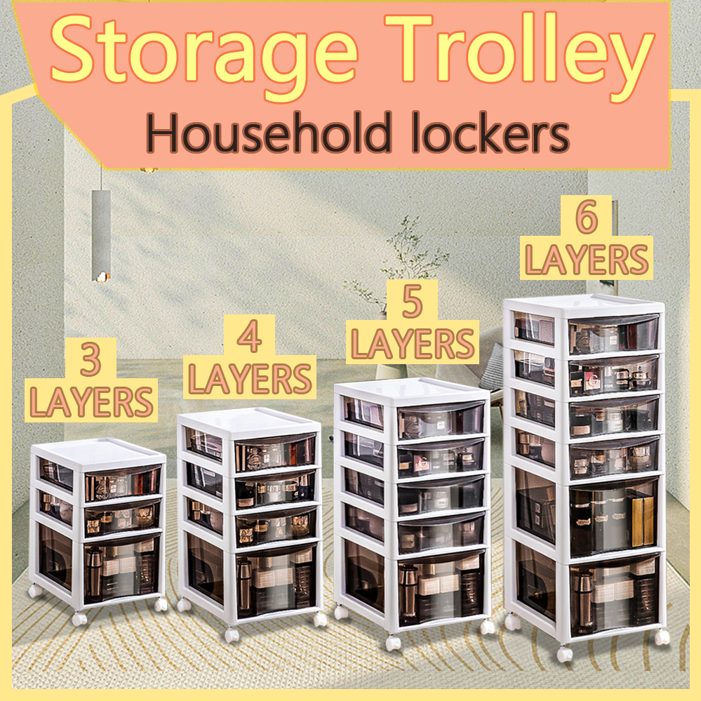 ANS 3/4/5/6 Layers Multipurpose Storage Trolley with Wheels Moveable ...