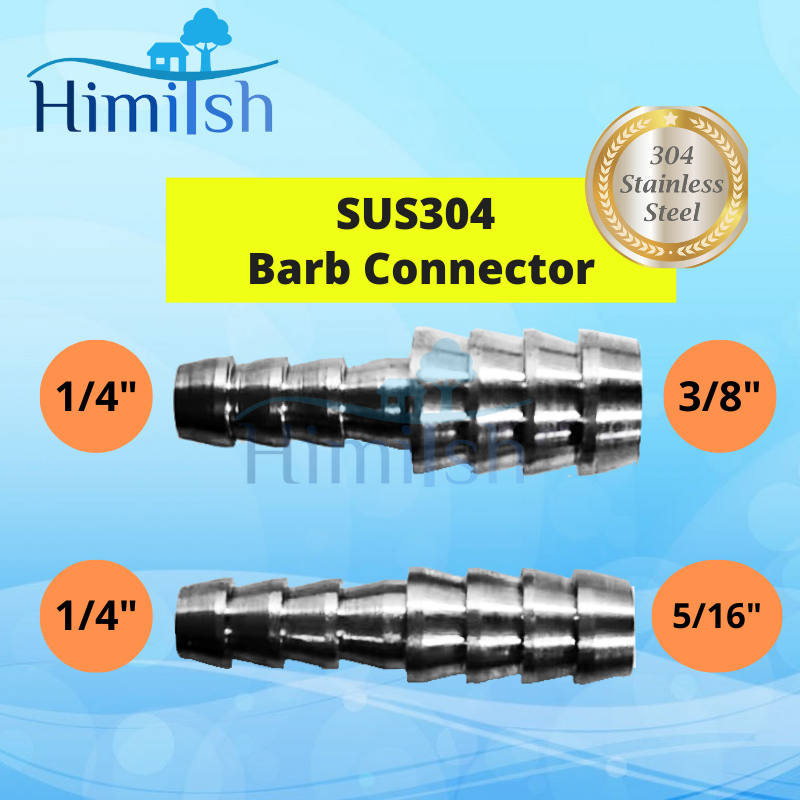 Barb Connector Splicer 304 Stainless Steel Fitting Barb Joiner - 1/4 ...