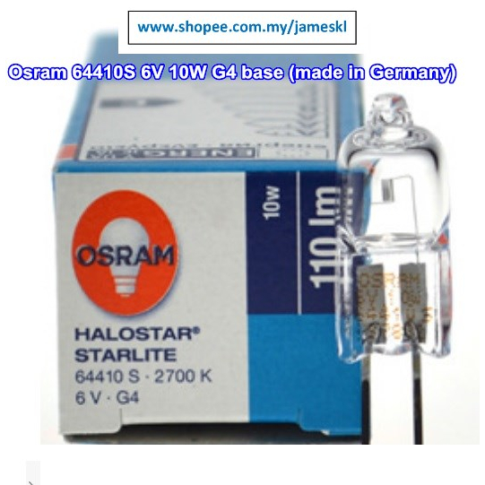 Osram 64410S 6V 10W G4 base Halostar Capsule (made in Germany) | Shopee ...