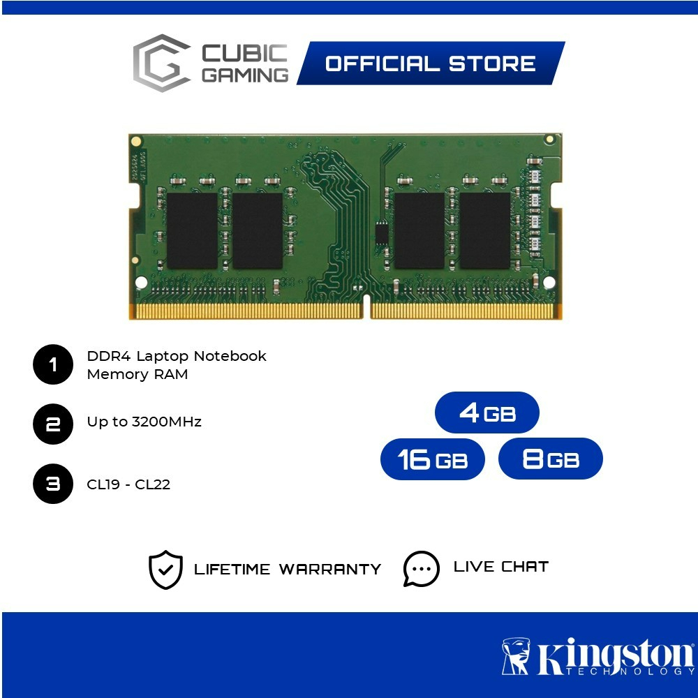 Kingston Value RAM SODIMM DDR4 2666Mhz/3200Mhz Laptop Notebook Value Ram Memory (4GB/8GB/16GB ...