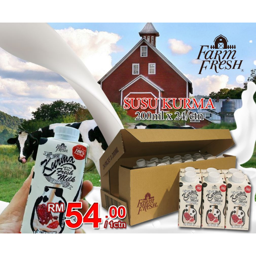 SUSU FARM FRESH UHT KURMA 200ml x 24 PCS | Shopee Singapore