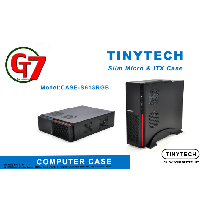 TINYTECH SLIM MICRO & ITX CASE S613 MINI CASING W/POWER SUPPLY FRONT PANEL W/ARGB USB 3.0 (CASE ...