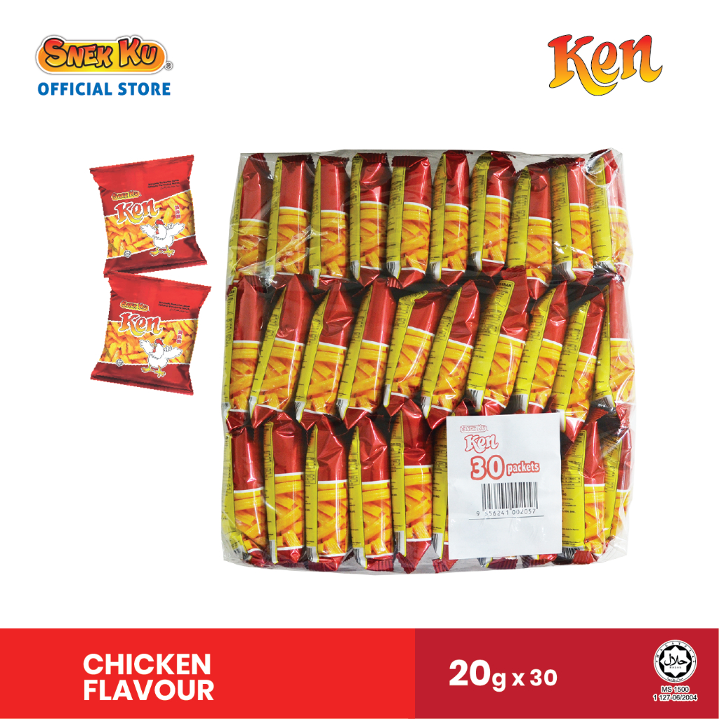Snek Ku Ken Chicken Flavoured Snacks (20g x 30 pkts) | Shopee Singapore