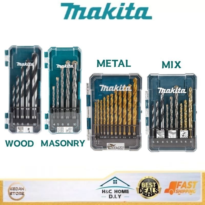 Makita Straight Shank Wood~Masonry~Metal Drill Bit Set (High Quality ...
