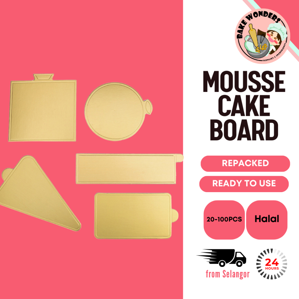 Mousse Cake Board/Mini Golden Cake Boards (Round & Rectangle)/Slice ...