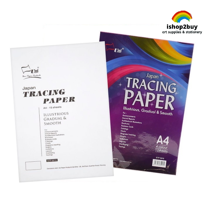Tracing Paper Uni Paper A4 Japan Tracing Paper White 15 Sheets 4 Color ...