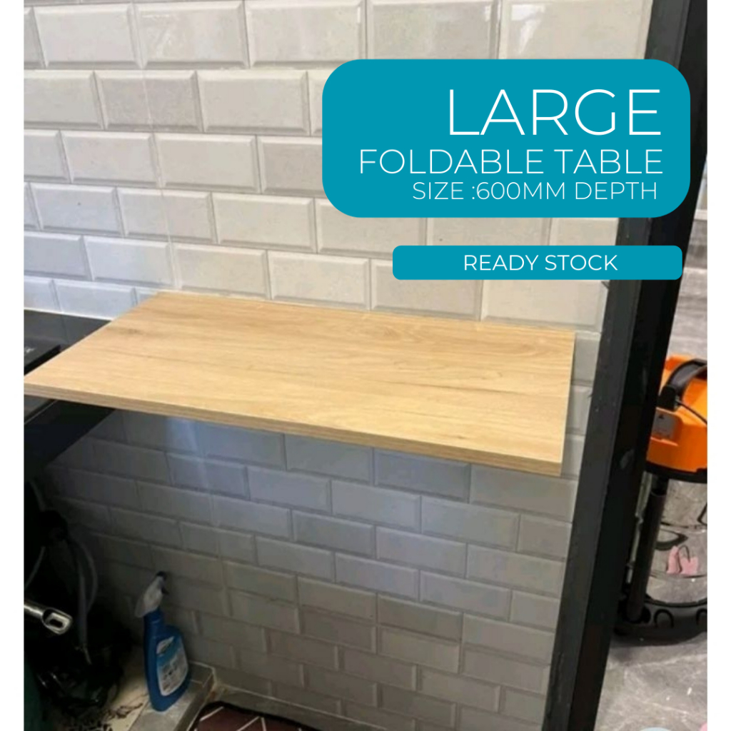 LARGE Wall Mounted Hanging Foldable Table with Bracket Wall Hung On ...