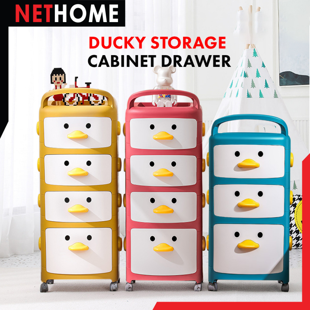 ️NETHOME ️2/3/4 Layers Cartoon Drawer Storage Cabinet Toy Storage ...