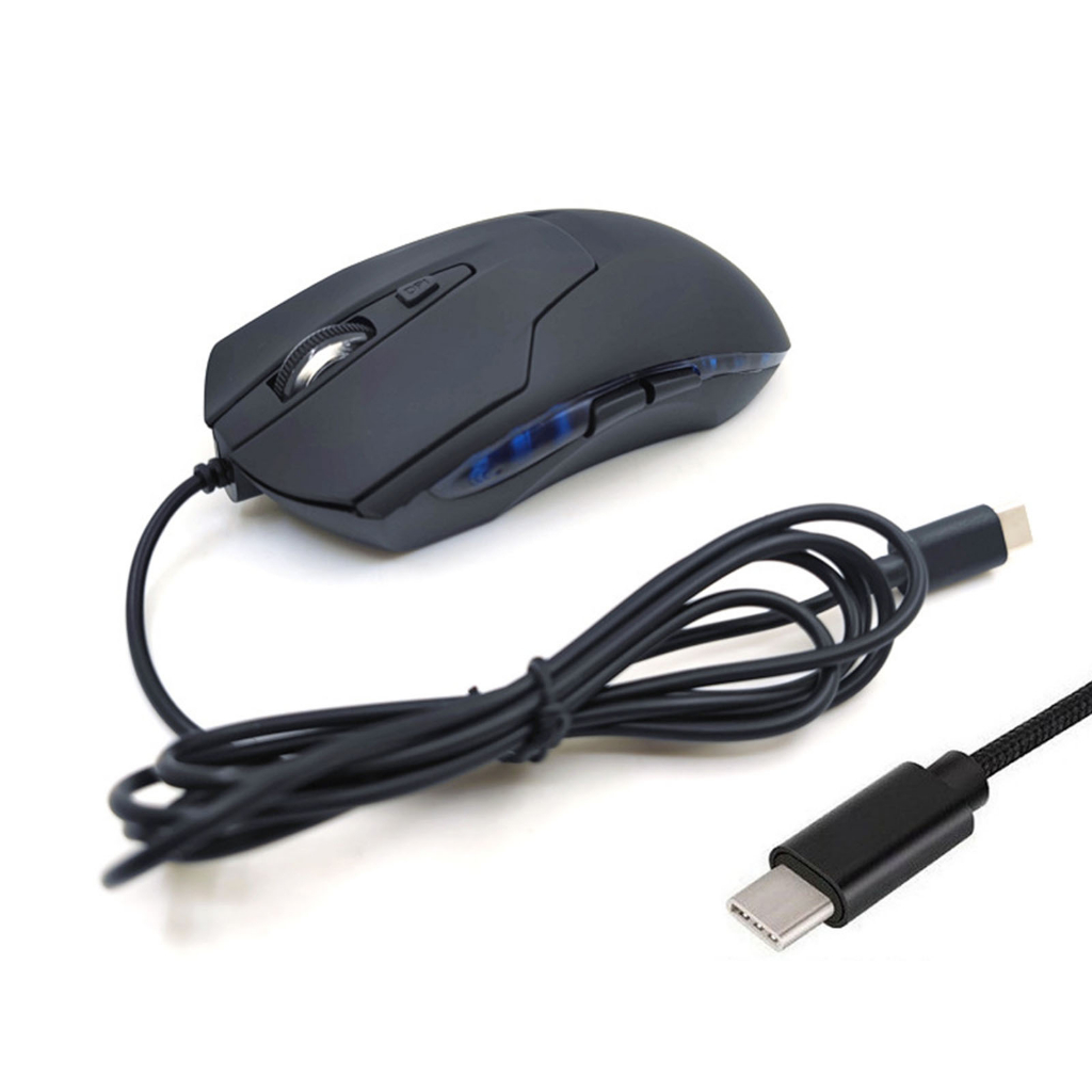 Type-C USB C Mice Wired Gaming Mouse Blue RGB Light 2400 DPI 6 Button ...