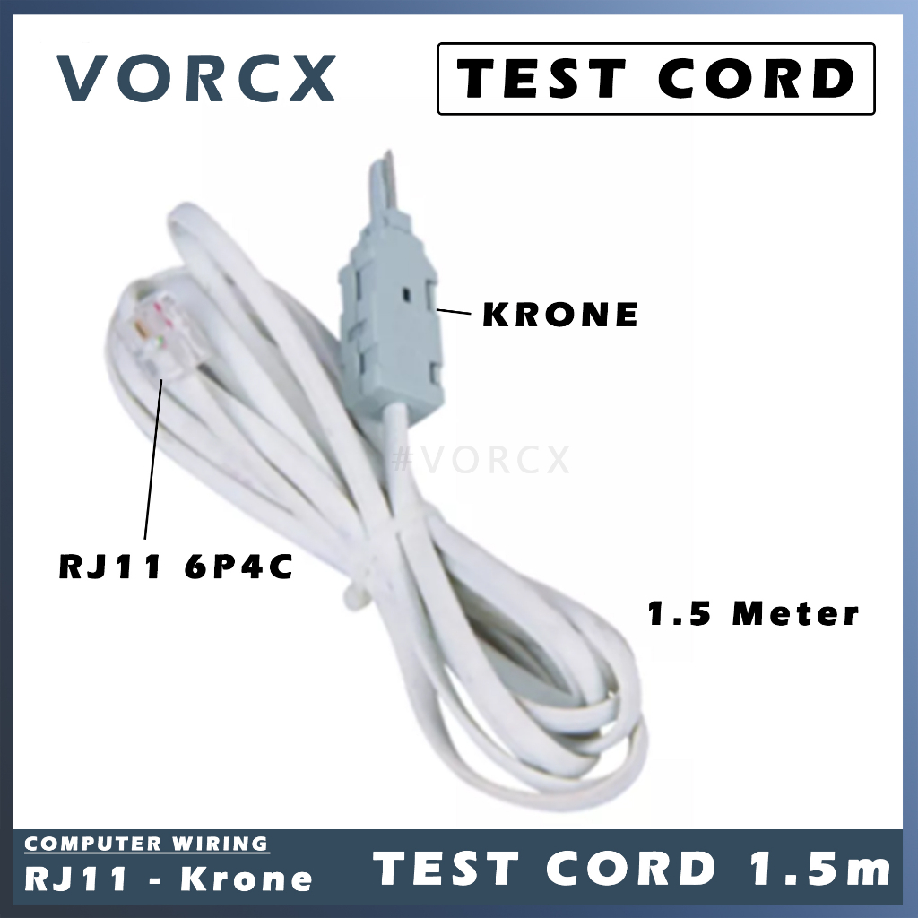 TC1 Test Cord Krone to RJ11 6P4C Plug 1.5 Meter Wire | Shopee Singapore