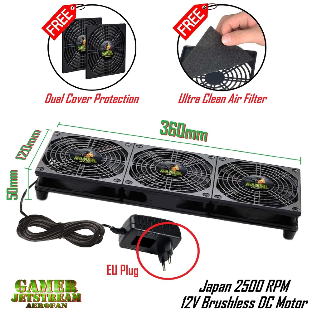 Non Speed - 3 Fan - GAMER JETSTREAM AEROFAN Electric 12V Super Silent ...