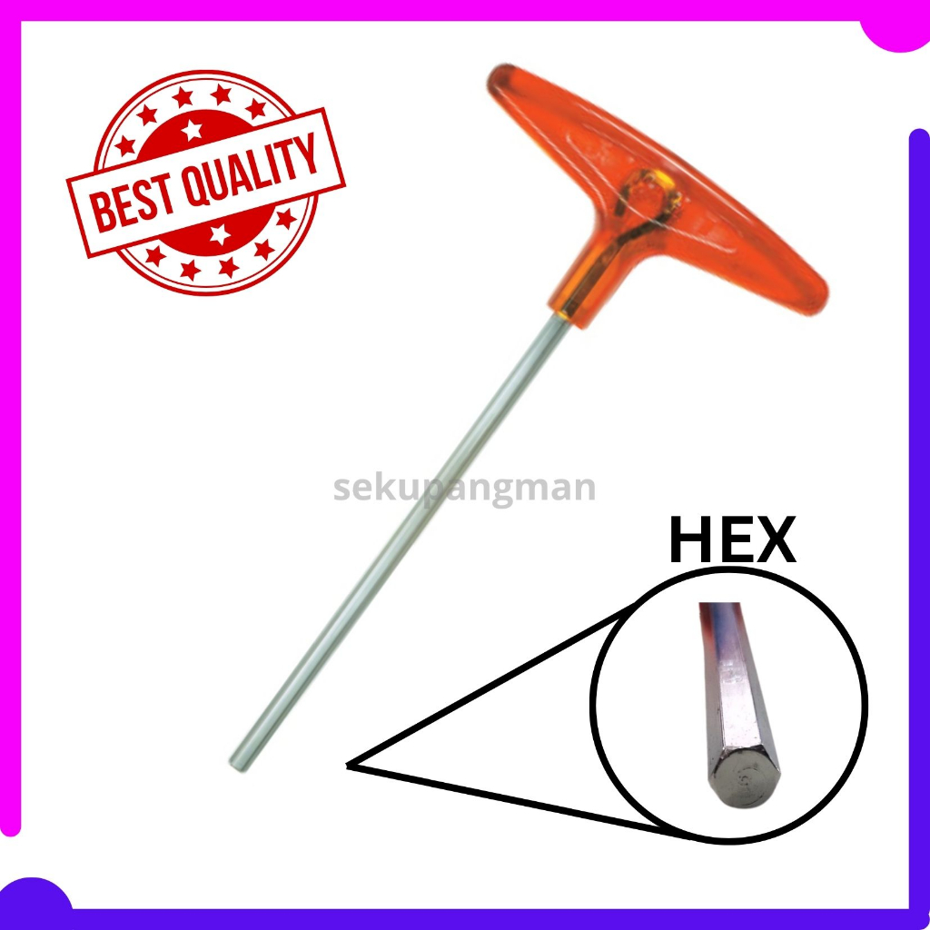 WORKER T Shape Hex Hexagon Key Wrench Allen Key T Handle Spana T ...